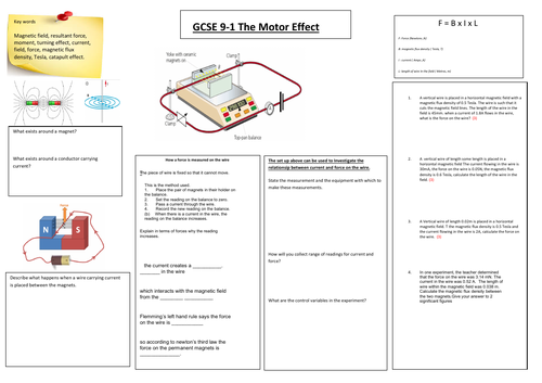 GCSE 9-1 The motor effect | Teaching Resources