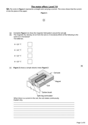 GCSE 9-1 The motor effect | Teaching Resources
