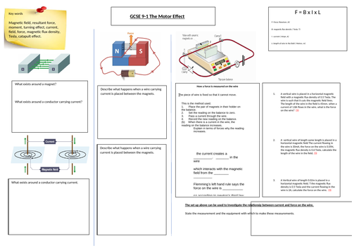 GCSE 9-1 The motor effect | Teaching Resources