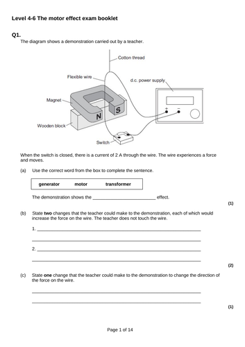 GCSE 9-1 The motor effect | Teaching Resources