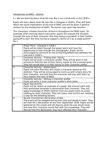 Introduction to WW2 - Glasgow in 1930's | Teaching Resources