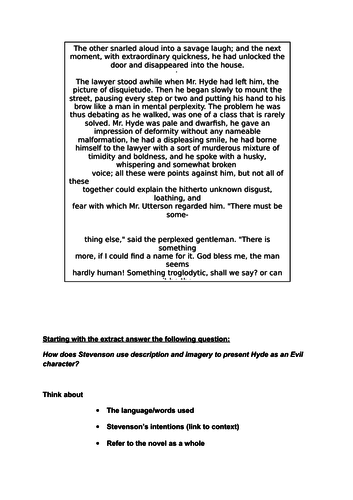 Jekyll and Hyde GCSE AQA essay preparation lesson with exam style ...