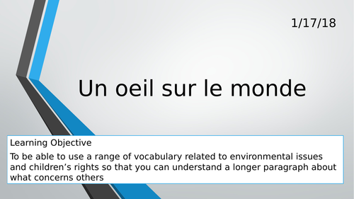 Un oeil sur le monde, new GCSE higher | Teaching Resources