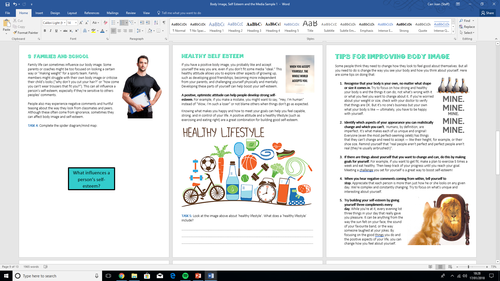 PSHE Body Image, Self-Esteem and the Media Task Book | Teaching Resources