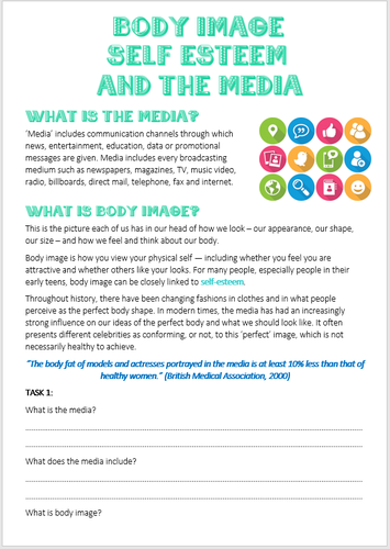 PSHE Body Image, Self-Esteem and the Media Task Book | Teaching Resources