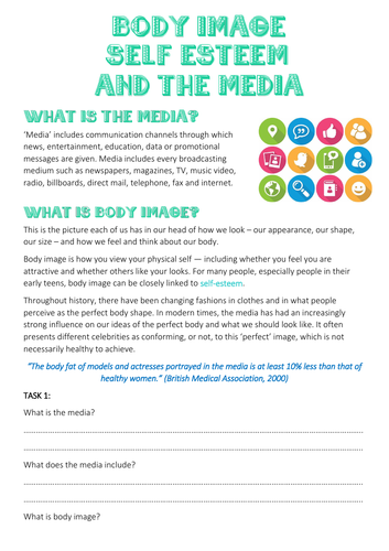 PSHE Body Image, Self-Esteem and the Media Task Book | Teaching Resources