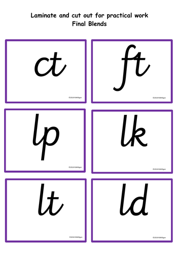Final Consonant Blends Cluster Activities Flash cards Worksheets Game ...