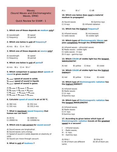 Waves - (Sound Waves and Electromagnetic Waves, EMW) - Quick Review for ...