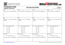 GCSE Revision (Standard Form 1) | Teaching Resources