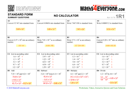 GCSE Revision (Standard Form 1) | Teaching Resources