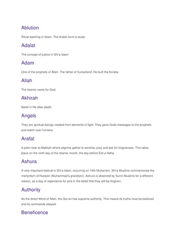 AQA GCSE RE RS - Islam Beliefs and Practices WHOLE UNIT 16 lessons ...