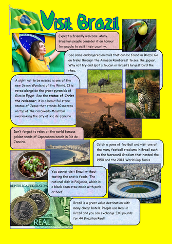 Visit Brazil Persuasive text comprehension | Teaching Resources