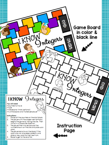 Integers Board Game | Teaching Resources