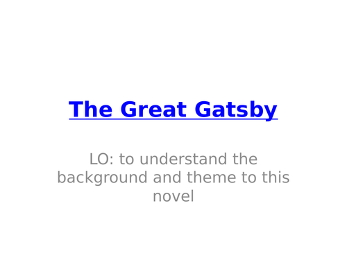 Introduction to THe Great Gatsby | Teaching Resources
