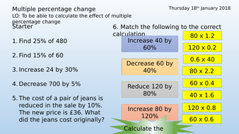 Multiple Percentage Change | Teaching Resources