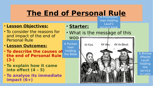 NEW OCR A Civil War: End of Personal Rule | Teaching Resources