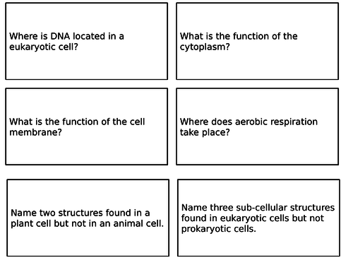 AQA GCSE Biology (Combined Science) Flash cards for Topic 1 Cell ...