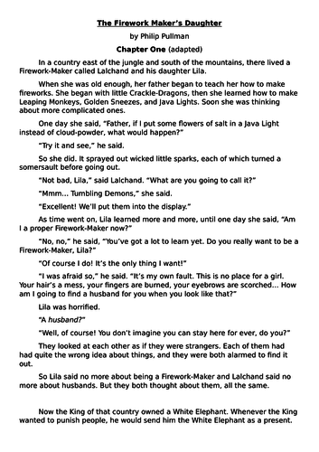 Firework Maker's Daughter Philip Pullman comprehension Ch.1 differentiated 3 ways | Teaching ...