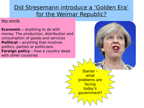 The recovery of the Weimar Republic under Stresemann - Edexcel GCSE (9 ...