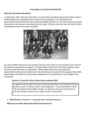 Second World War - Lesson 4 - Evacuation in the Second World War ...