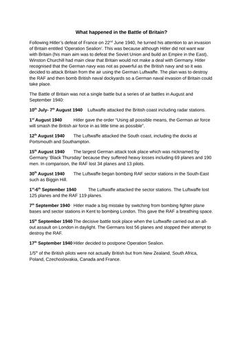 Second World War - Lesson 6 - Battle of Britain | Teaching Resources