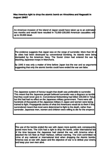 Second World War - Lesson 10- Was America right to drop the atomic bomb ...