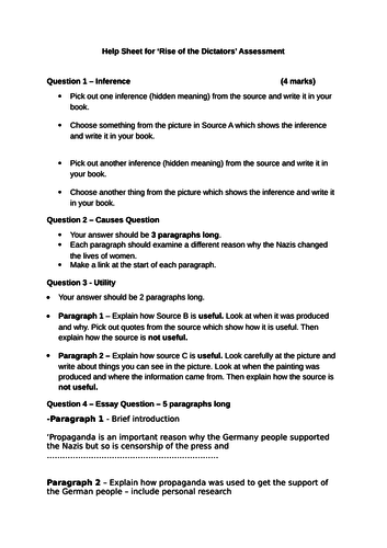Assessment on Joseph Stalin and Adolf Hitler with Model Answers ...