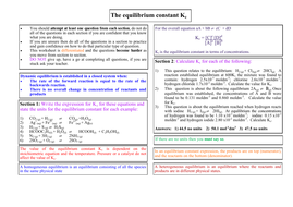 Chemical Equilibria Kc | Teaching Resources