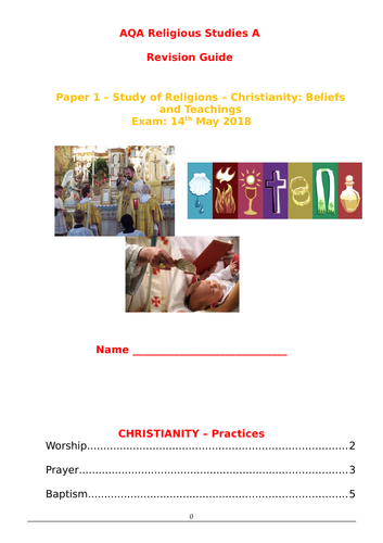 REVISION GUIDES for AQA A RS Christianity and Islam | Teaching Resources