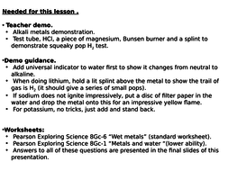 Reactions of Metals and Water Year 8 Lesson PowerPoint (KS3 8Gc) Metals ...