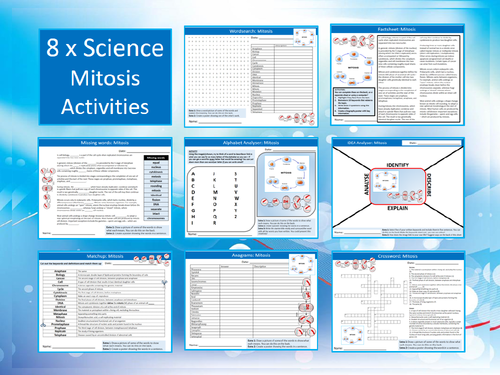 8 x Mitosis Starter Activities Keywords Wordsearch Crossword Science ...