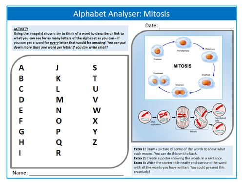 Mitosis Alphabet Analyser Keywords Settler Starter Cover Lesson Science ...