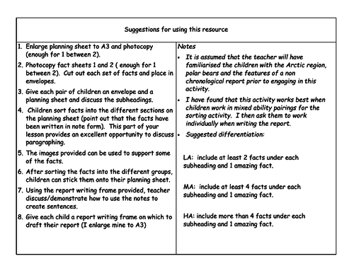 Year 2 Non-chronological Report Writing Pack (Polar Bears) | Teaching ...