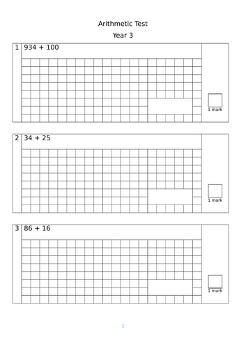 Year 3 Arithmetic Test | Teaching Resources