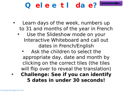 French days, dates and months | Teaching Resources