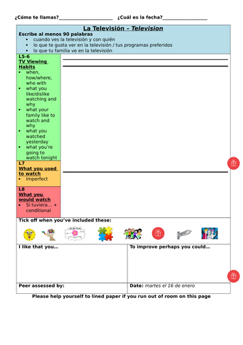 GCSE Spanish - TV Viewing Habits | Teaching Resources