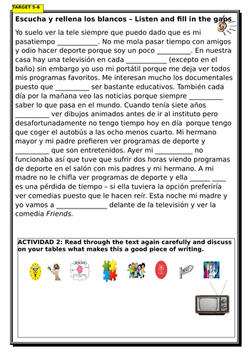 GCSE Spanish - TV Viewing Habits | Teaching Resources