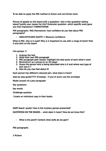 PEE paragraph introduction | Teaching Resources