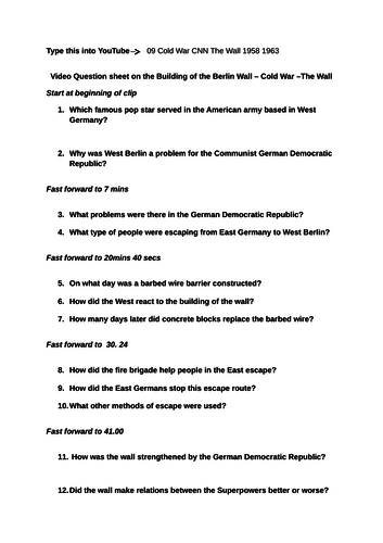 Edexcel 9-1 -Superpower Relations and the Cold War - Lesson 8- Berlin ...