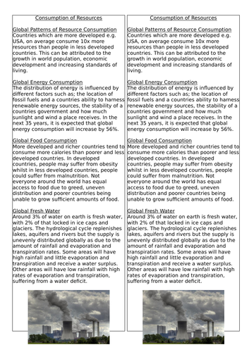 EdExcel A GCSE Geography 1-9 - Resource Management Revision Bookmarks ...