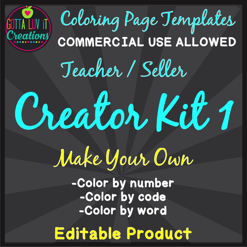 Make Your Own Kit 1: Color by Code, Number, or Word Activity (Editable ...