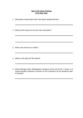 Much Ado about Nothing Act1 | Teaching Resources