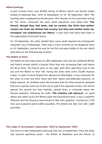 Depth 2 - The Crimean War - 'The British experience of warfare 1790 ...