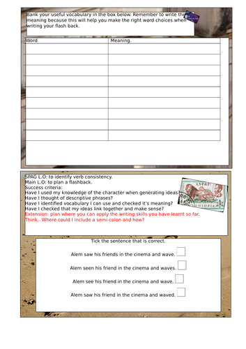 Flashback plan | Teaching Resources