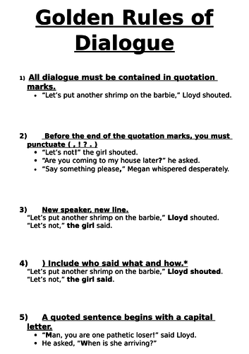 Punctuating Dialogue (Powerpoint & Worksheet) | Teaching Resources