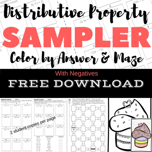 FREE DOWNLOAD - Distributive Property With Negatives Color by Answer ...