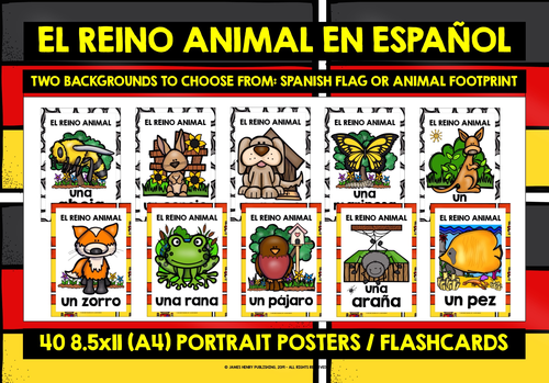 SPANISH ANIMALS FLASHCARDS POSTERS | Teaching Resources