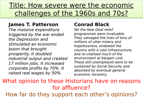 US economy lesson resources for Edexcel A Level History option 1F (in ...