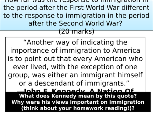 Immigration lesson resources for Edexcel A Level History option 1F (in ...
