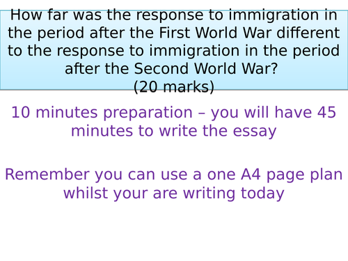 Immigration lesson resources for Edexcel A Level History option 1F (in ...